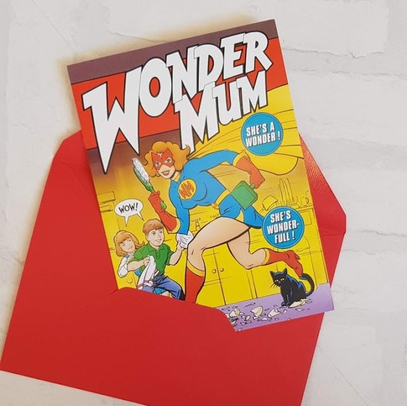 Wonder Mum Card Birthday Card Comic Book Card Pop Art | Etsy