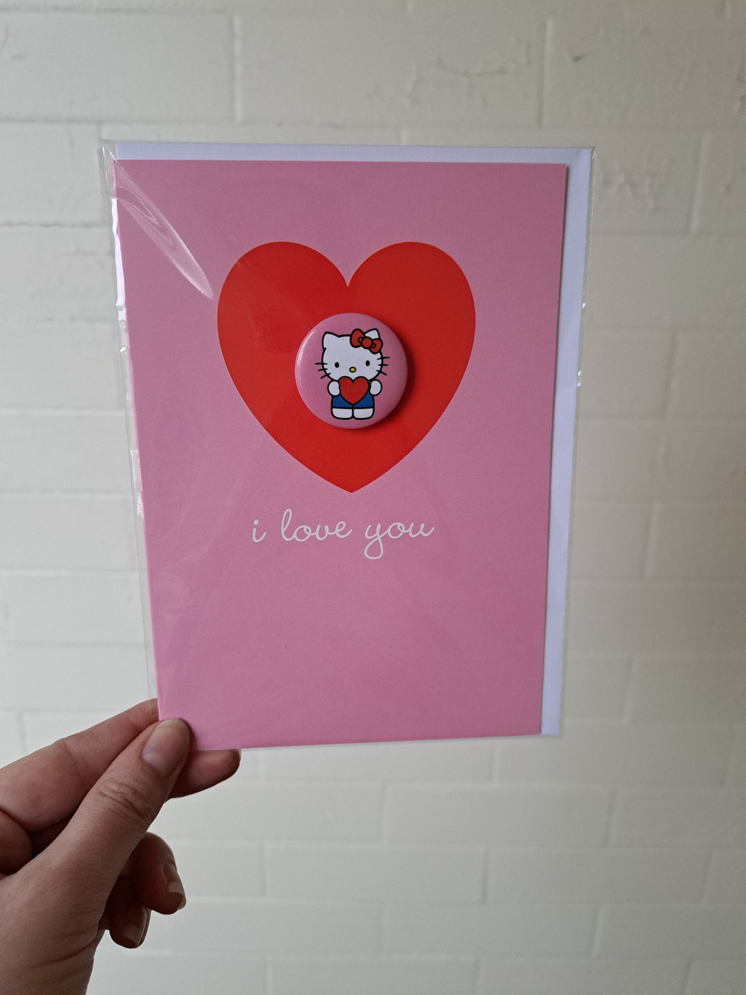 Hello Kitty Card - Badge Valentines Day Card - Hello Kitty Card - Pink ...