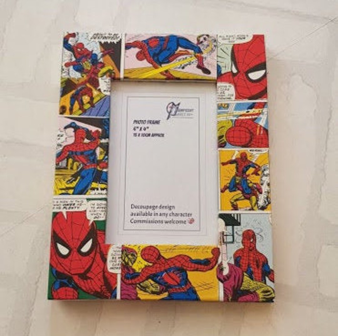 Spiderman Comic Book Decoupage Picture Frame – Upcycled Gift - Etsy