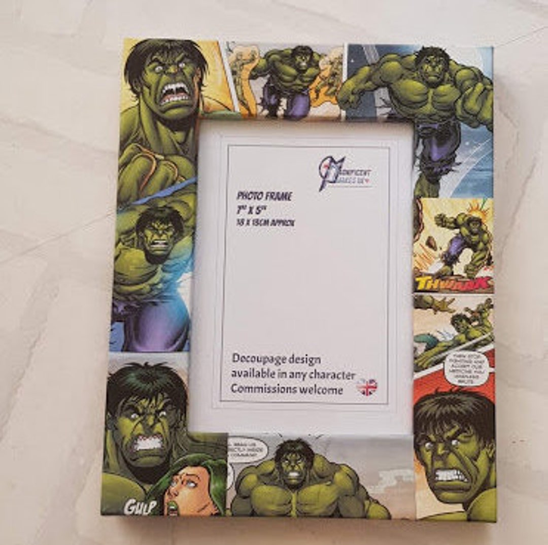 Hulk Frame - Superhero Comic Book Decoupage Picture Frame 6"x4" or 7"x5 ...