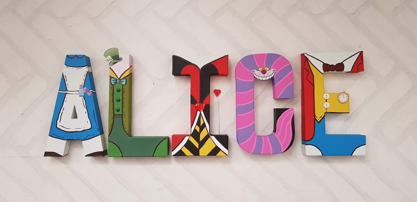 Alice in Wonderland Letters - Personalized Hand Painted Papier Mache ...