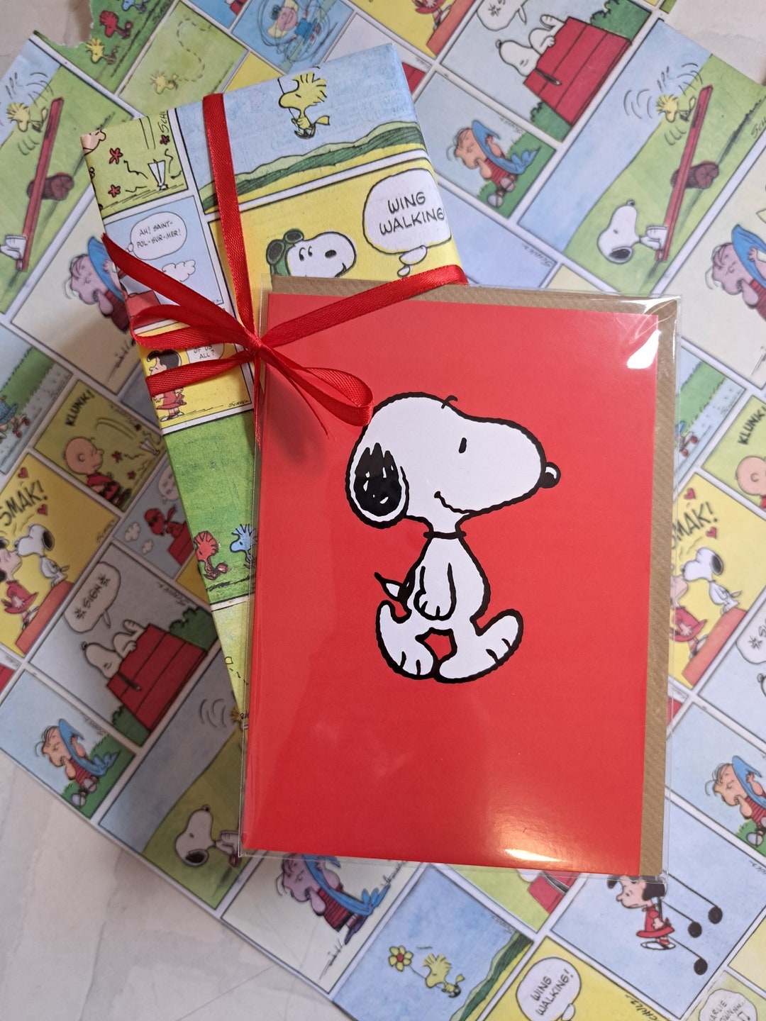 Snoopy Card - Red Snoopy Card - Snoopy Birthday - Card for Snoopy Fan ...