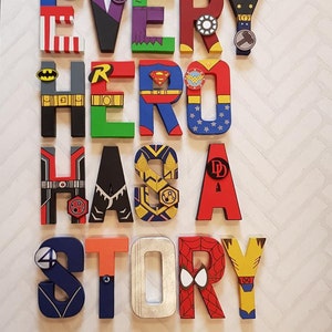 Superhero Letters - Every Hero Has A Story - Hand Painted - Papier ...