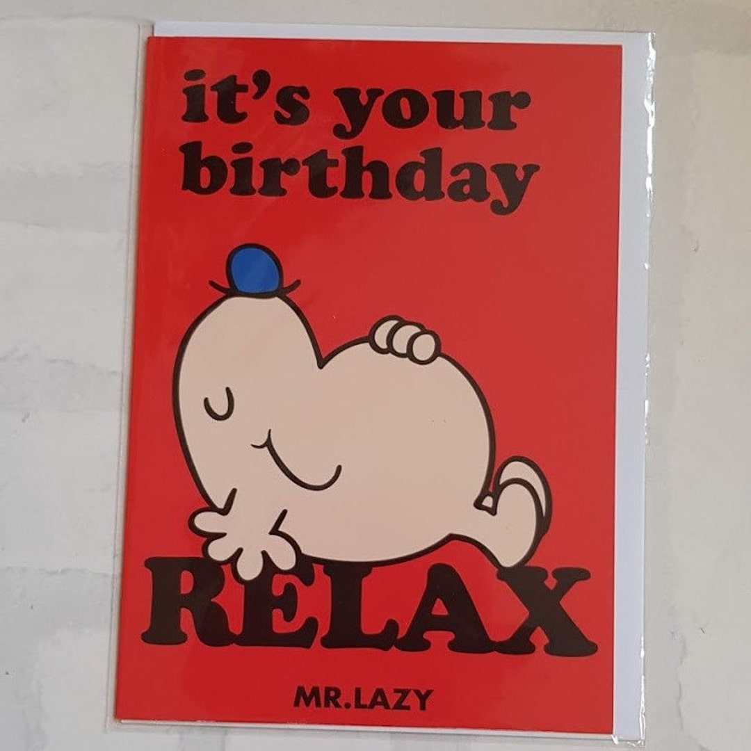 Mr. Lazy Card - Mr. Men Card - Birthday Card - Card for Her - Card for ...