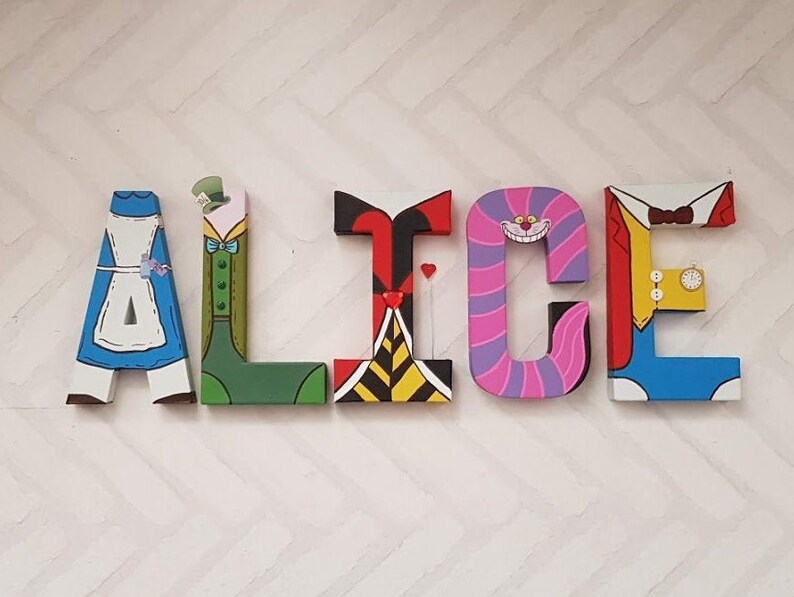 Alice in Wonderland Letters Personalized Hand Painted Papier - Etsy