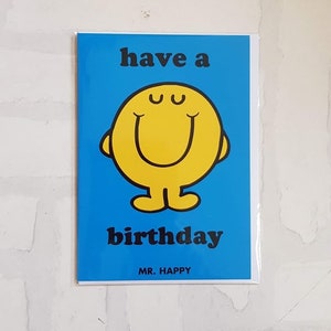 Mr. Men Birthday Card - Happy Birthday Card - Mr. Men Card - Mr. Happy ...