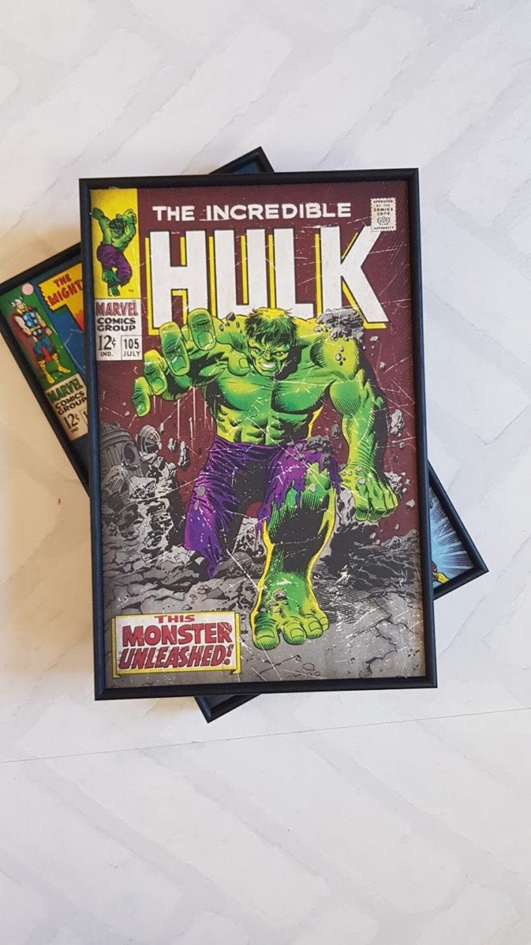 Hulk Frame - Superhero Print - Super Hero Wall Art - Vintage Style ...