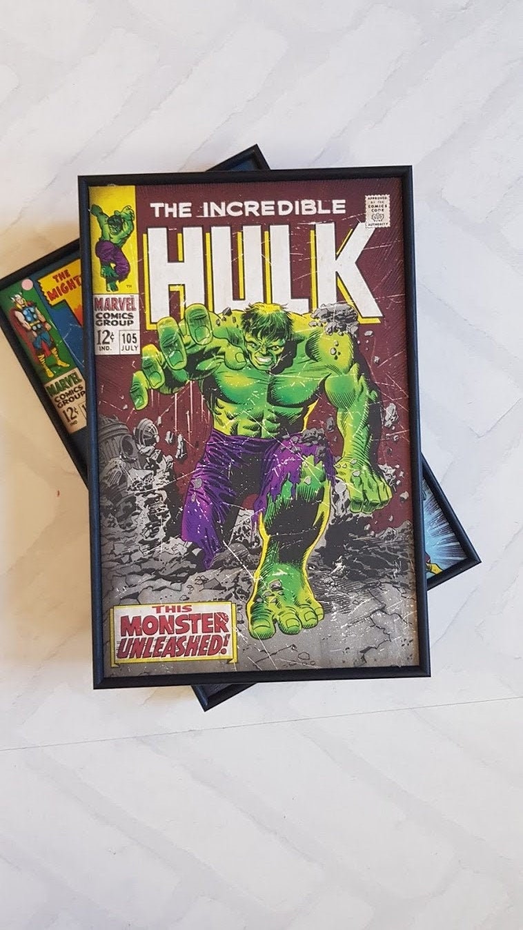 Hulk Frame Superhero Print Super Hero Wall Art Vintage | Etsy