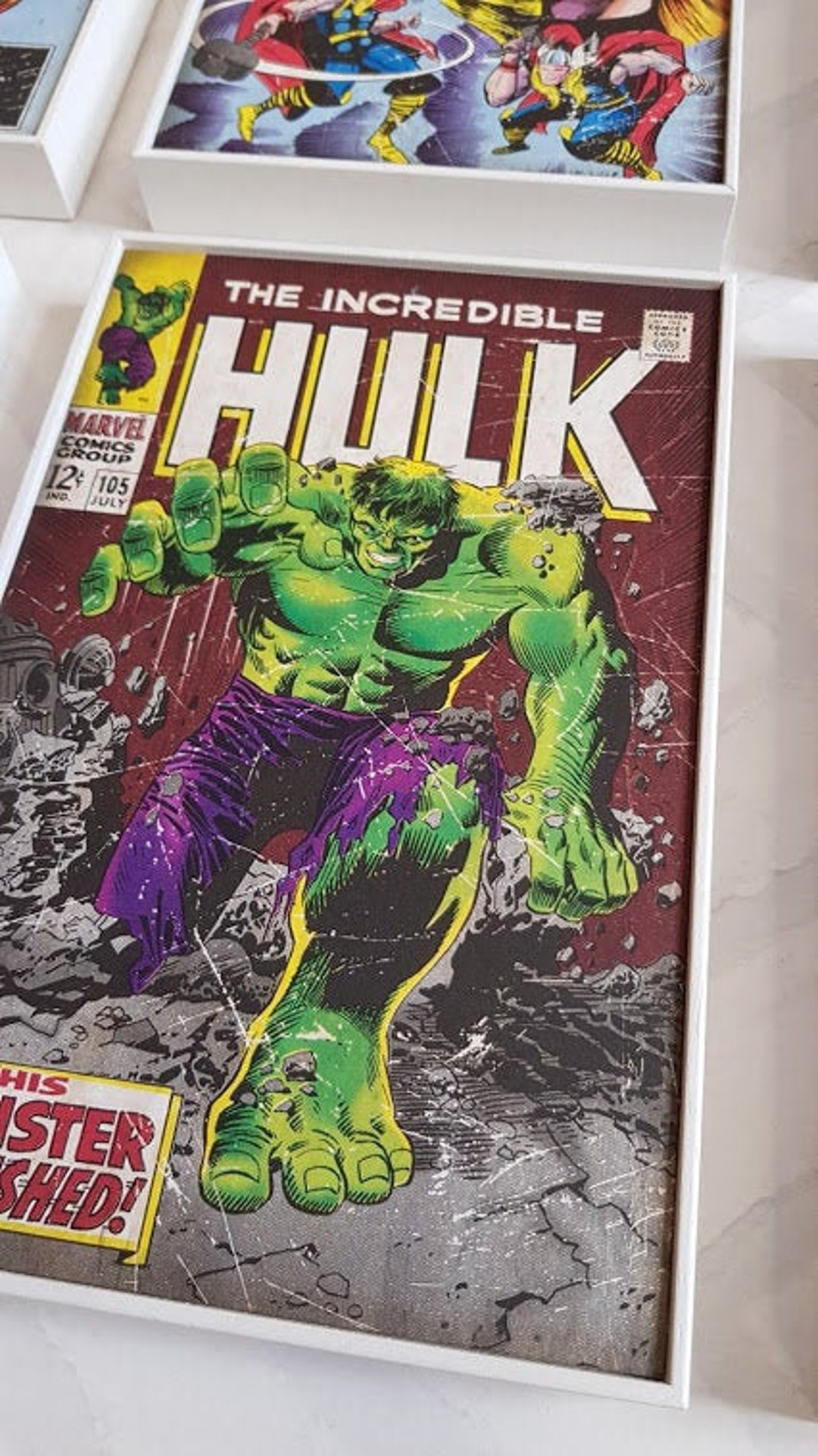 Hulk Frame Superhero Print Super Hero Wall Art Vintage Style Comic ...