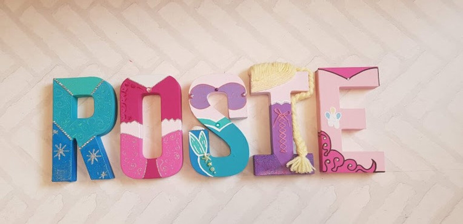 Princess Letters Personalized Hand Painted Papier Mache | Etsy