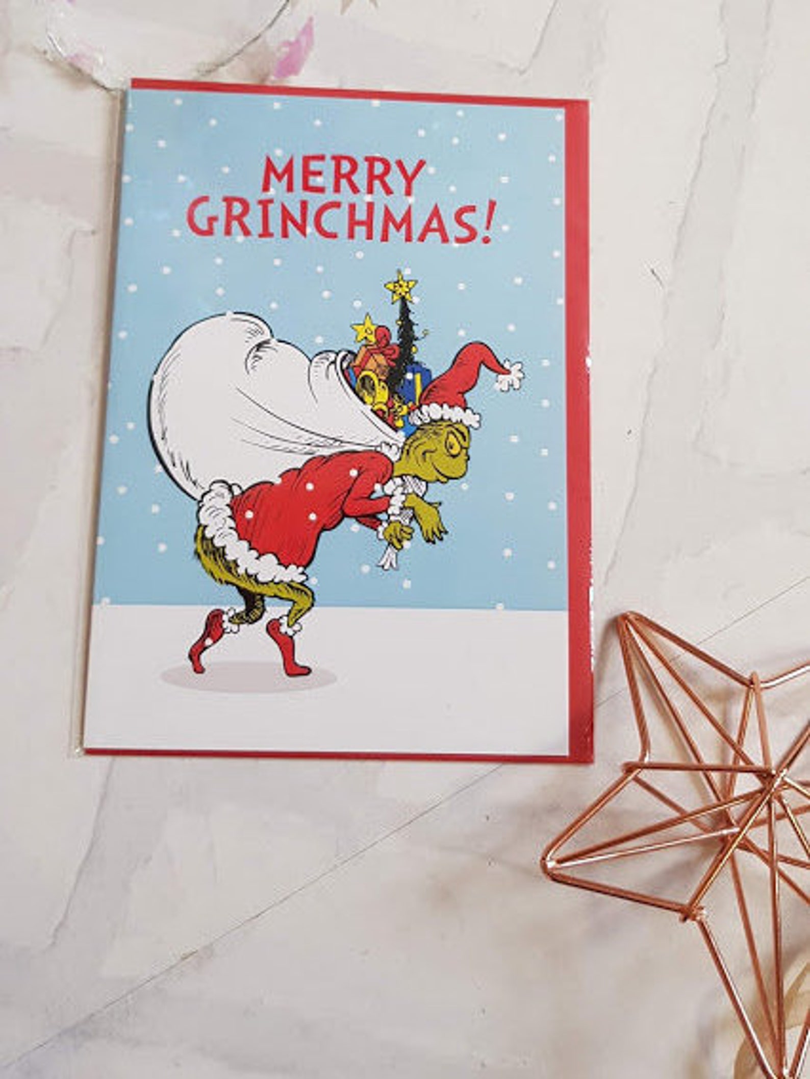 Grinch Christmas Card Christmas Card Merry Grinchmas Bah - Etsy UK