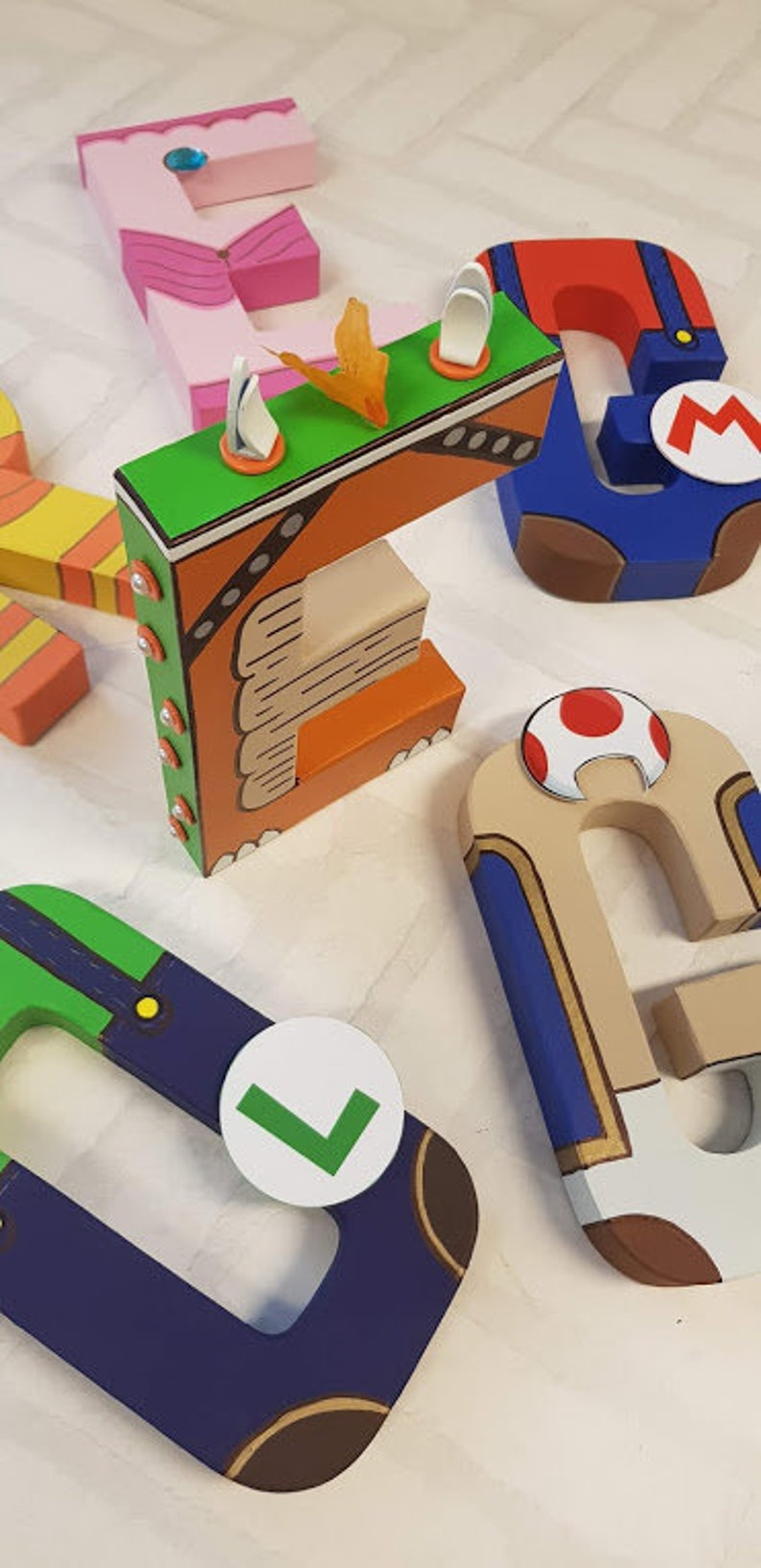 Personalized Mario Letters Hand Painted Papier Mache Letters | Etsy
