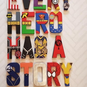 Superhero Letters - Every Hero Has A Story - Hand Painted - Papier ...