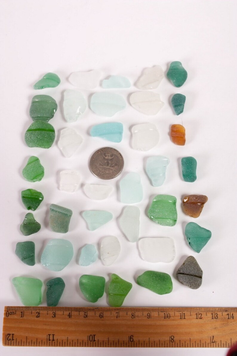 Genuine Sea Glass 40 Pieces of Natural Light Greenteal - Etsy