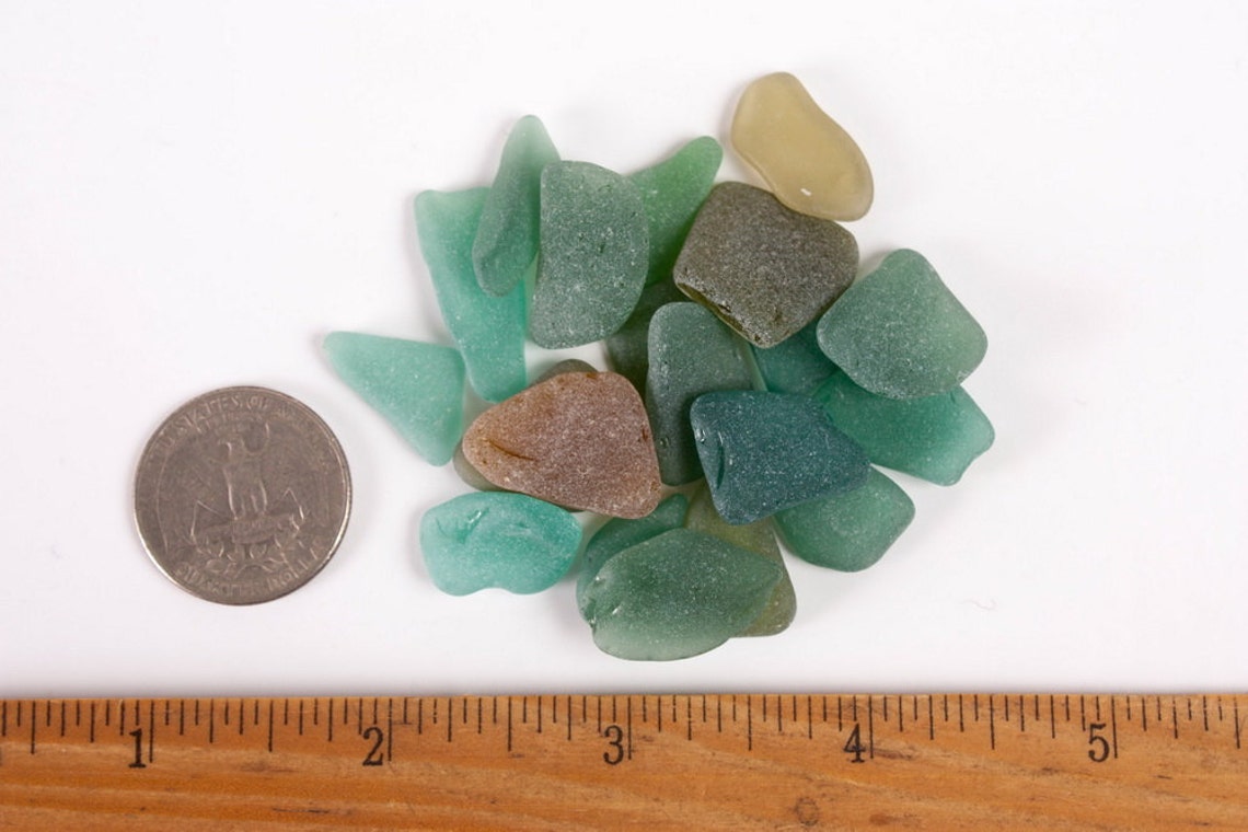 Genuine Sea Glass 20 Pieces of Natural Green and Teal Sea - Etsy
