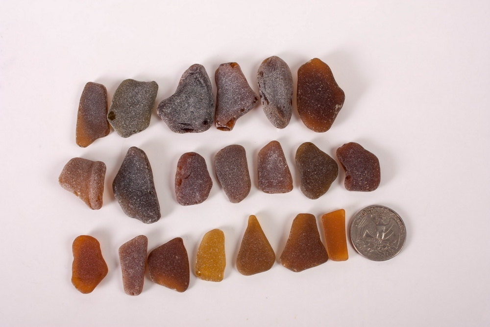 Genuine sea glass 20 pieces of jewelry brown sea glass | Etsy