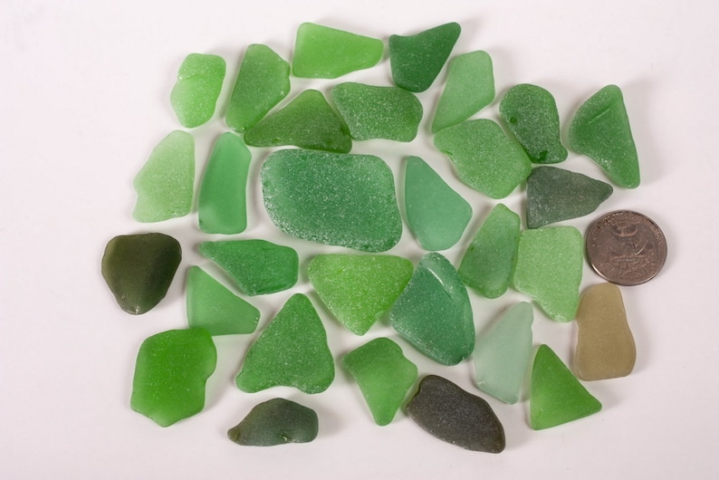 Genuine Sea Glass 30 Pieces of Natural Green Sea Glass Great - Etsy