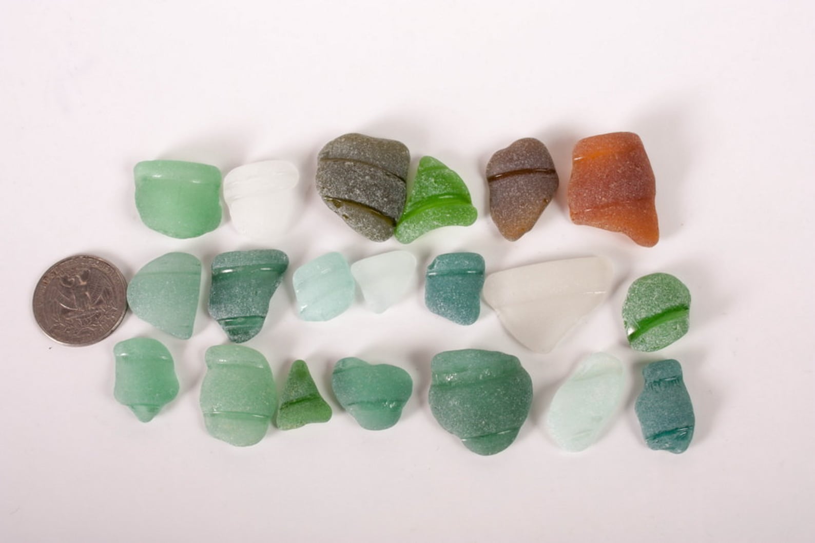 Genuine Sea Glass, 10 Pieces of Natural Light Green,teal, White, Broun ...