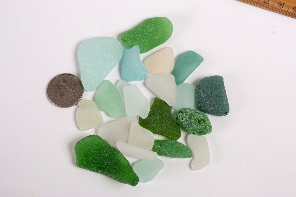 Genuine Sea Glass, 20 Pieces of Natural Green Sea Glass, Great Jewelry ...