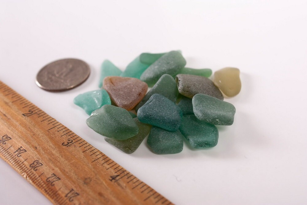 Genuine Sea Glass 20 Pieces of Natural Green and Teal Sea - Etsy
