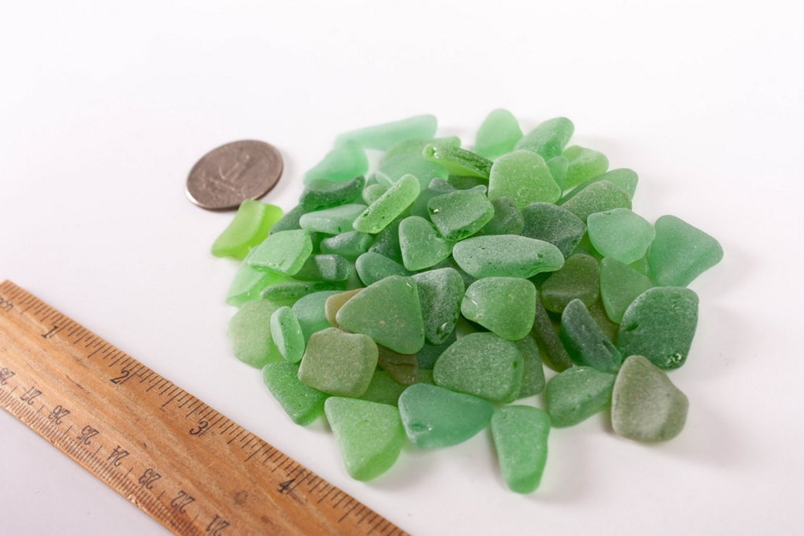 Véritable verre de mer, plus de 70 morceaux de verre de mer vert ...