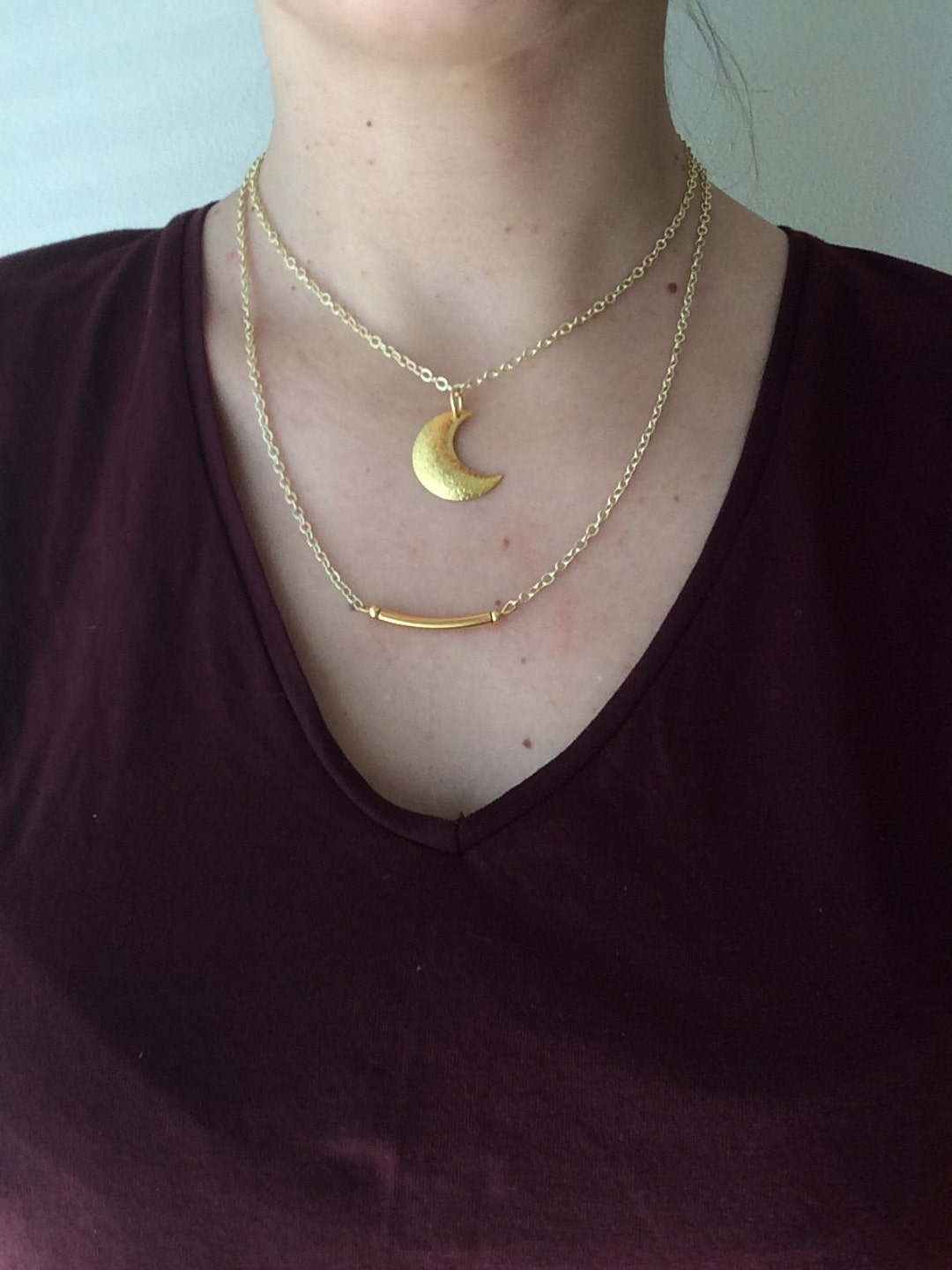 Collar de Luna de Oro / Collar de Media Luna / Collar de Media - Etsy ...