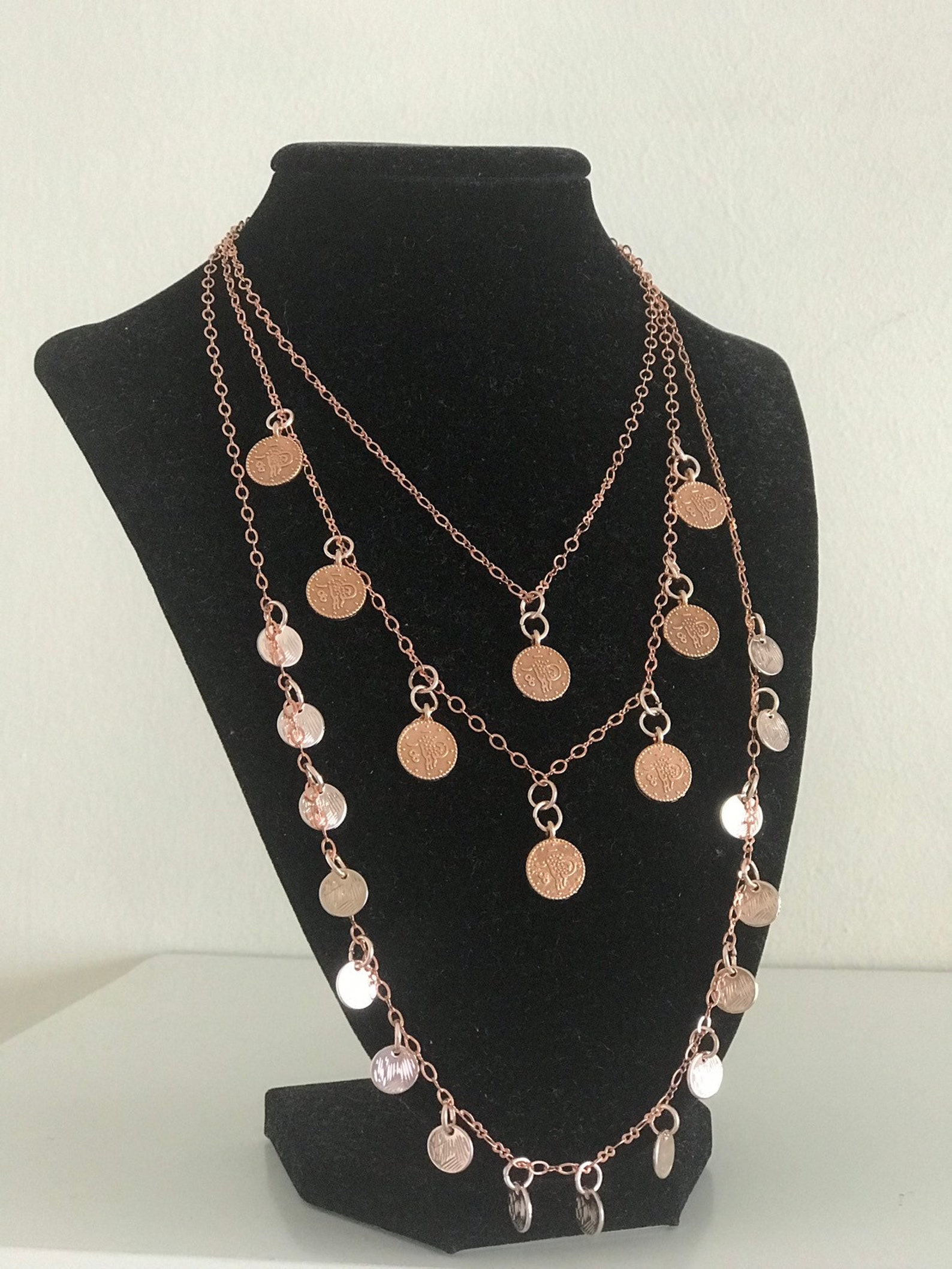 Layering Necklaces Set With Coins/coin Necklace/rose Gold Necklace ...