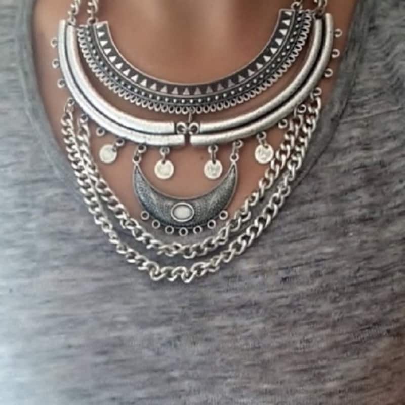 Silver Statement Necklace - Etsy