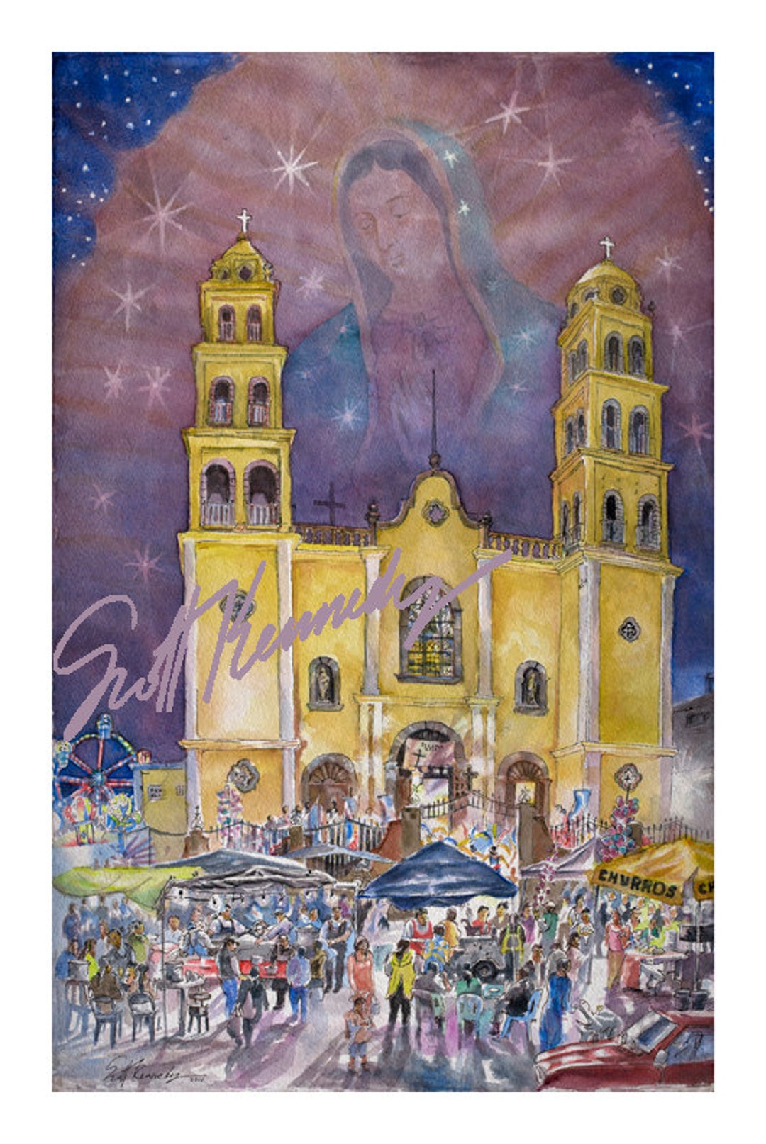 Our Lady of Guadalupe in Ensenada - Watercolor - Etsy