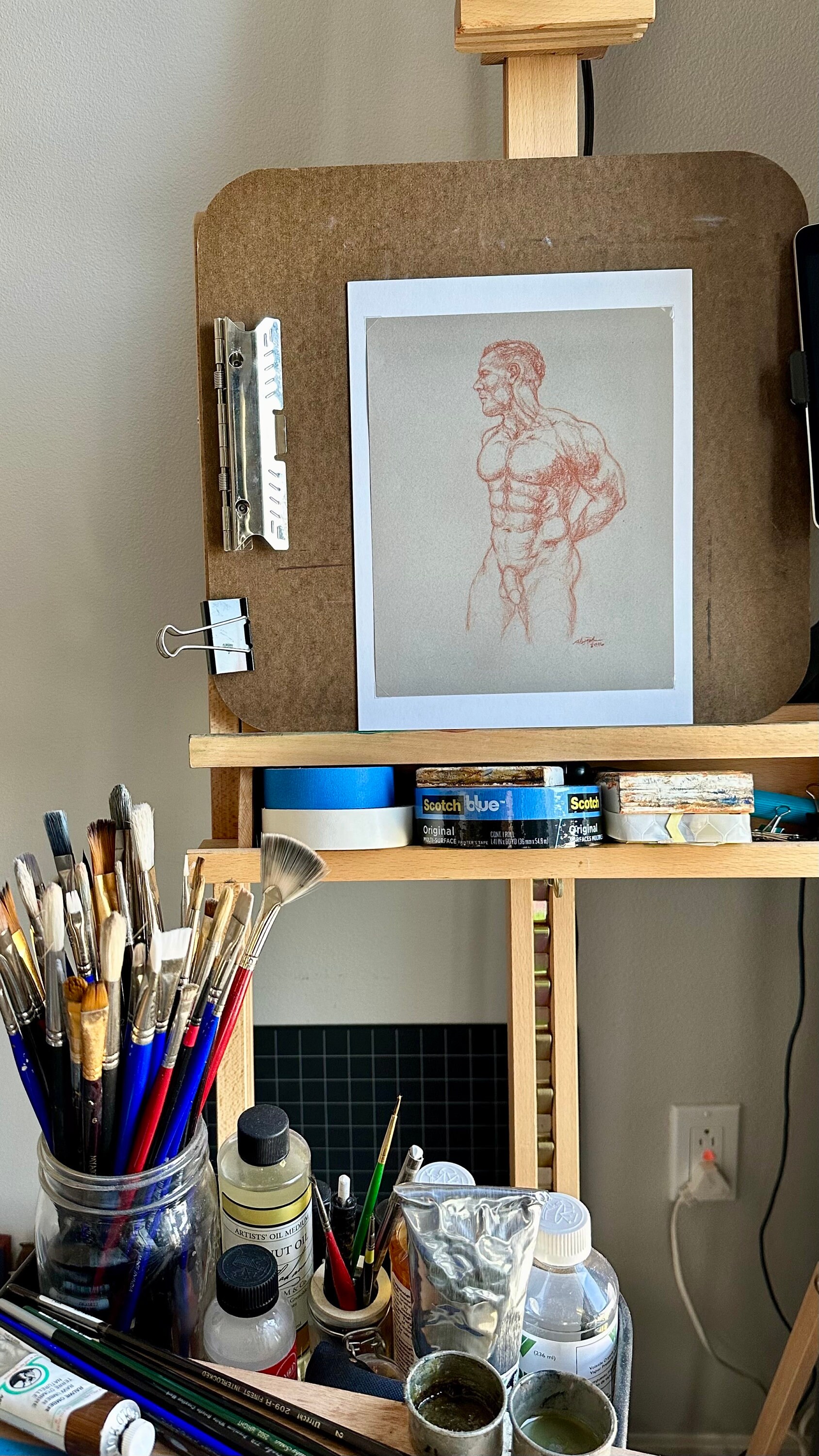 Martin - Male Nude Figure Original Drawing 8"x10". Pastel on Kona Paper ...