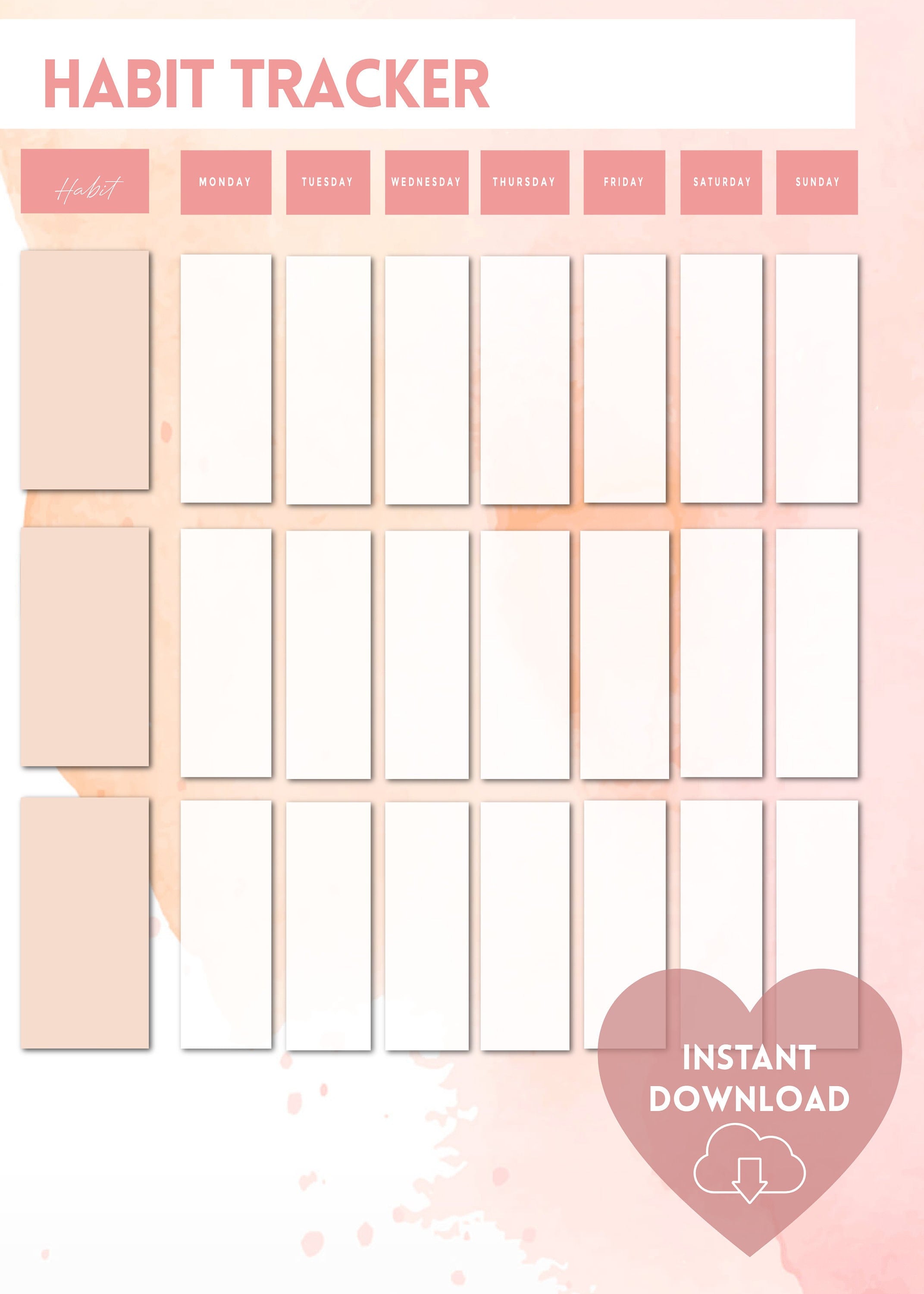 Printable Habit Tracker Template, Weekly Habit Tracker, Habit Tracker ...