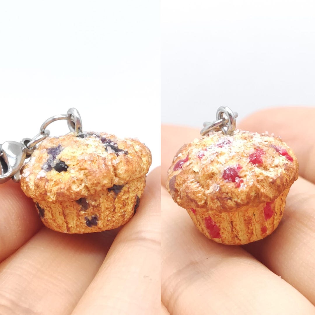 Classic Cranberry and Blueberry Muffin Charm, Handmade Polymer Clay ...