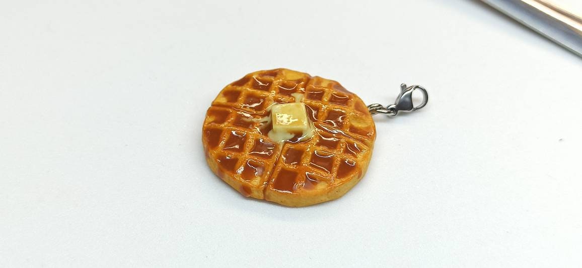 Jumbo Waffle Charm, Waffle Necklace, Food Necklace, Best Friend Jewelry ...