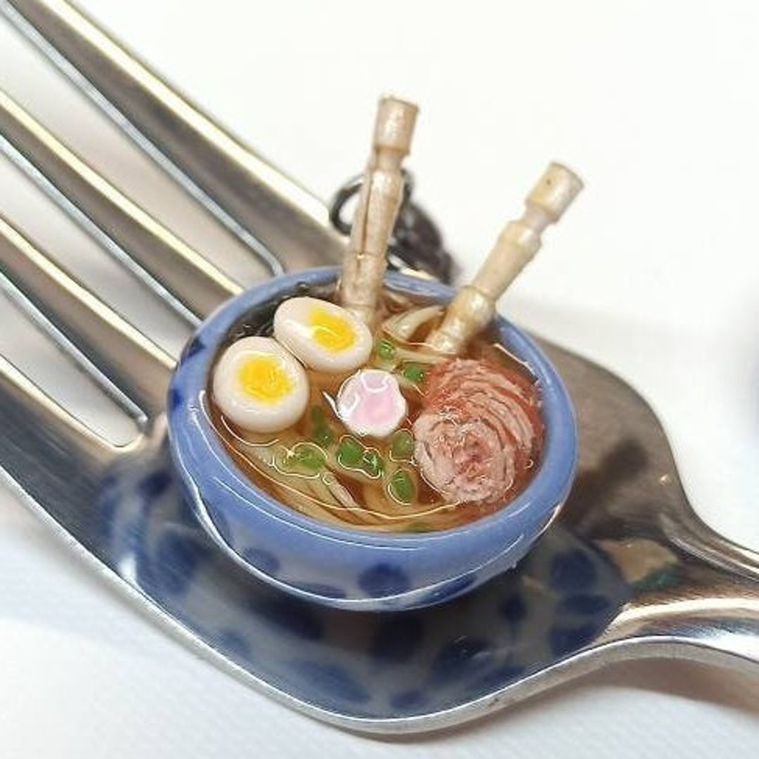 Ramen Bowl Charm, Pork Ramen Necklace, Miniature Food Jewelry, Polymer ...