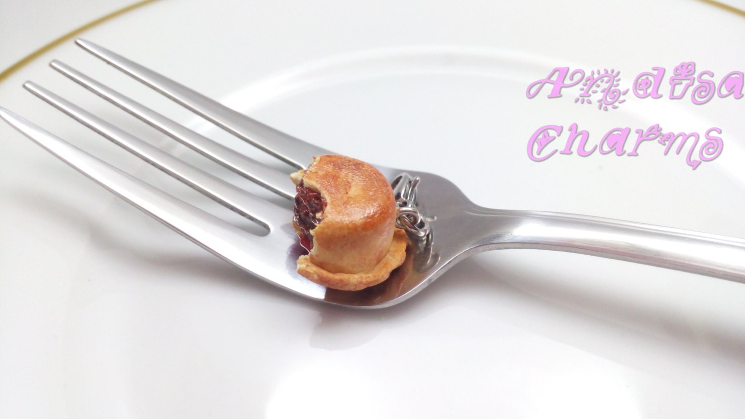 Meat Pie Charm, Miniature Food Jewelry, Kawaii Dollhouse Gift, Handmade ...