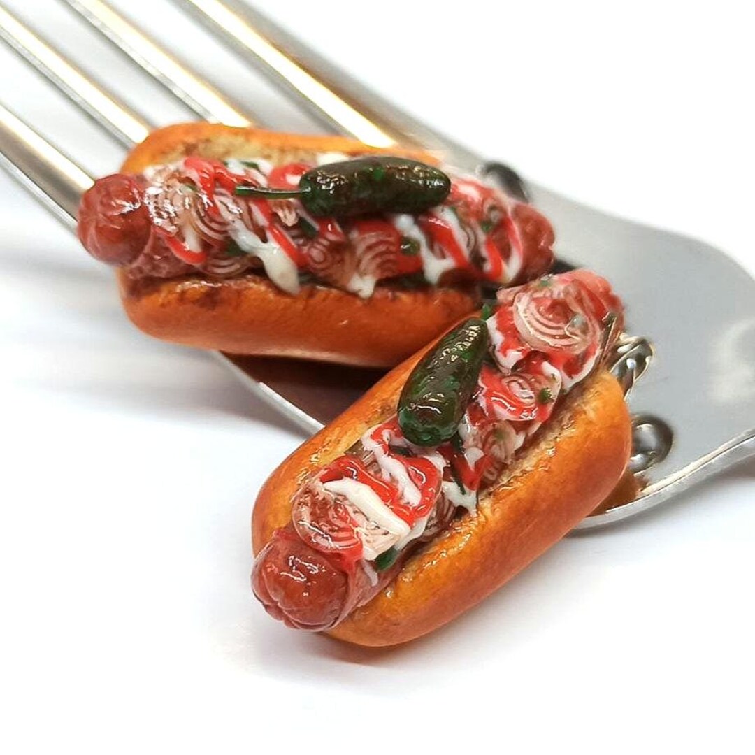 Handmade Polymer Clay LA Style Hot Dog Charm, Miniature Food Jewelry - Etsy