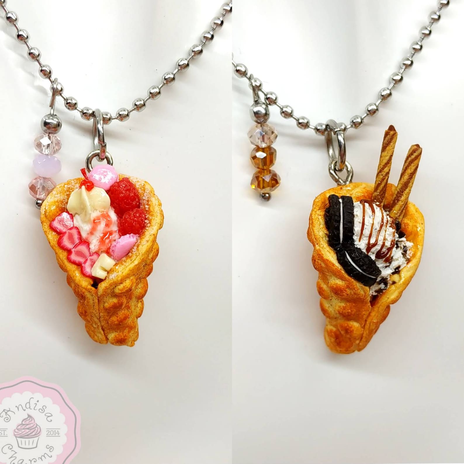 Ice Cream Bubble Waffle Bubble Waffle Charm Strawberry Ice - Etsy