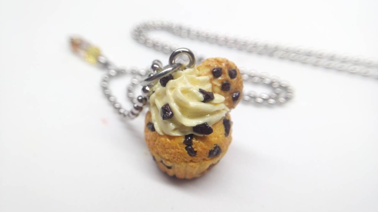 Chocolate Chip Cookie Cupcake Charm, Cupcake Necklace, Cupcake Keychain ...