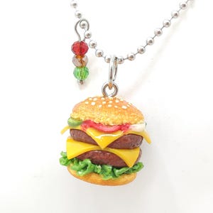 Double Patty Burger Charm, Miniature Polymer Clay Food, Hamburger ...