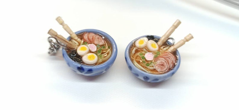 Polymer Clay Ramen Bowl Charm Necklace, Miniature Food Jewelry, Kawaii ...