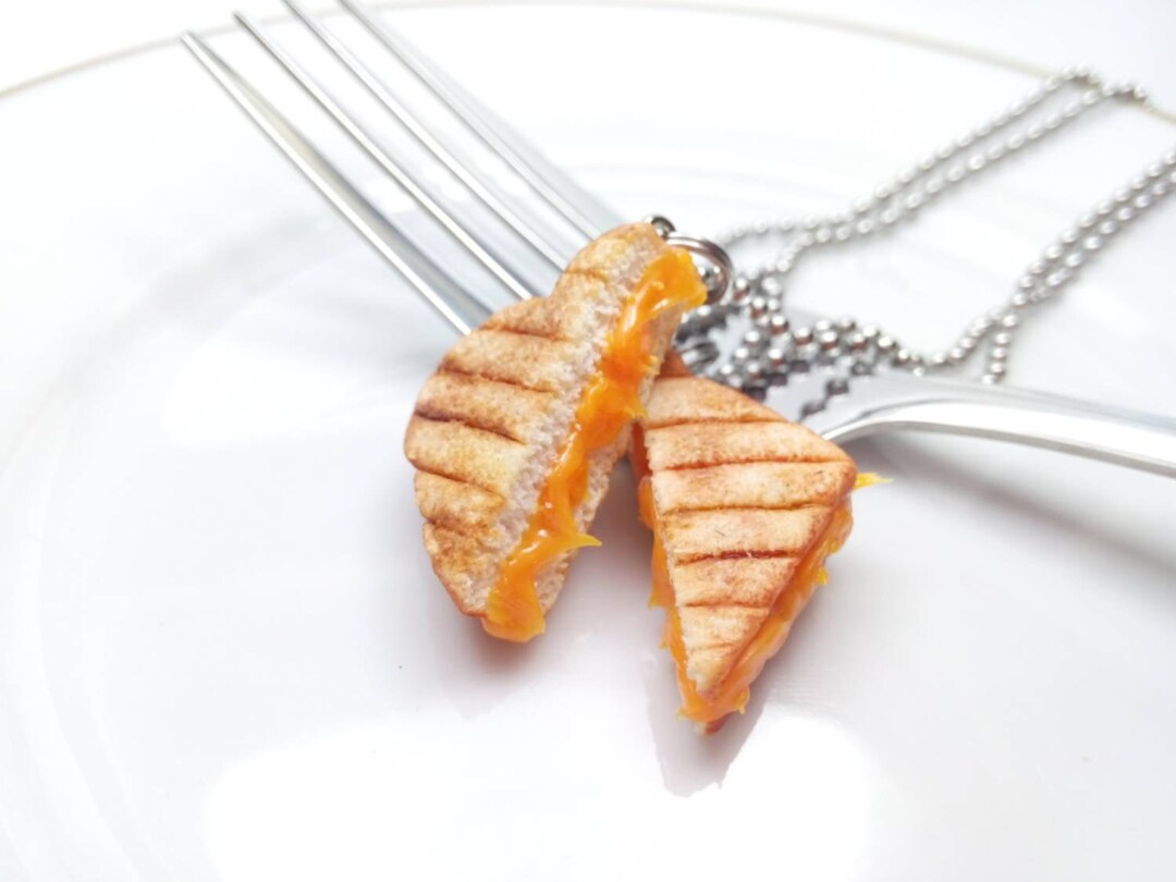 Handmade Polymer Clay Grilled Cheese Necklace, Food Charm - Etsy