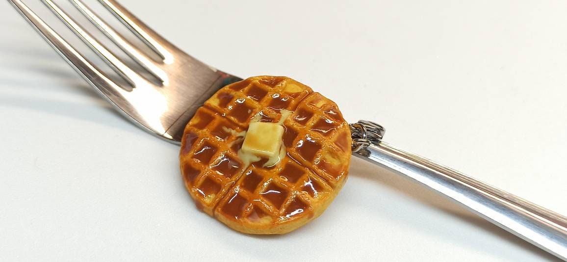 Jumbo Waffle Charm, Waffle Necklace, Food Necklace, Best Friend Jewelry ...