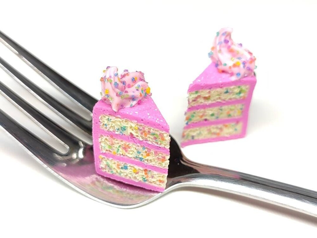 Pink Funfetti Cake Charm,miniature Polymer Clay Food Jewelry, Birthday ...