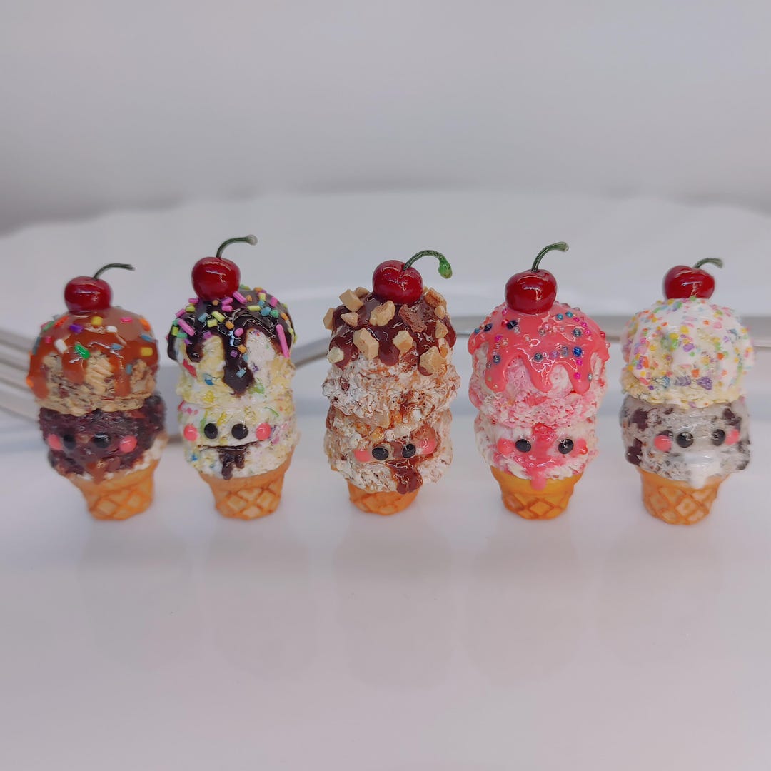Funky Polymer Clay Ice Cream Cone Charm, Handmade Kawaii Jewelry - Etsy