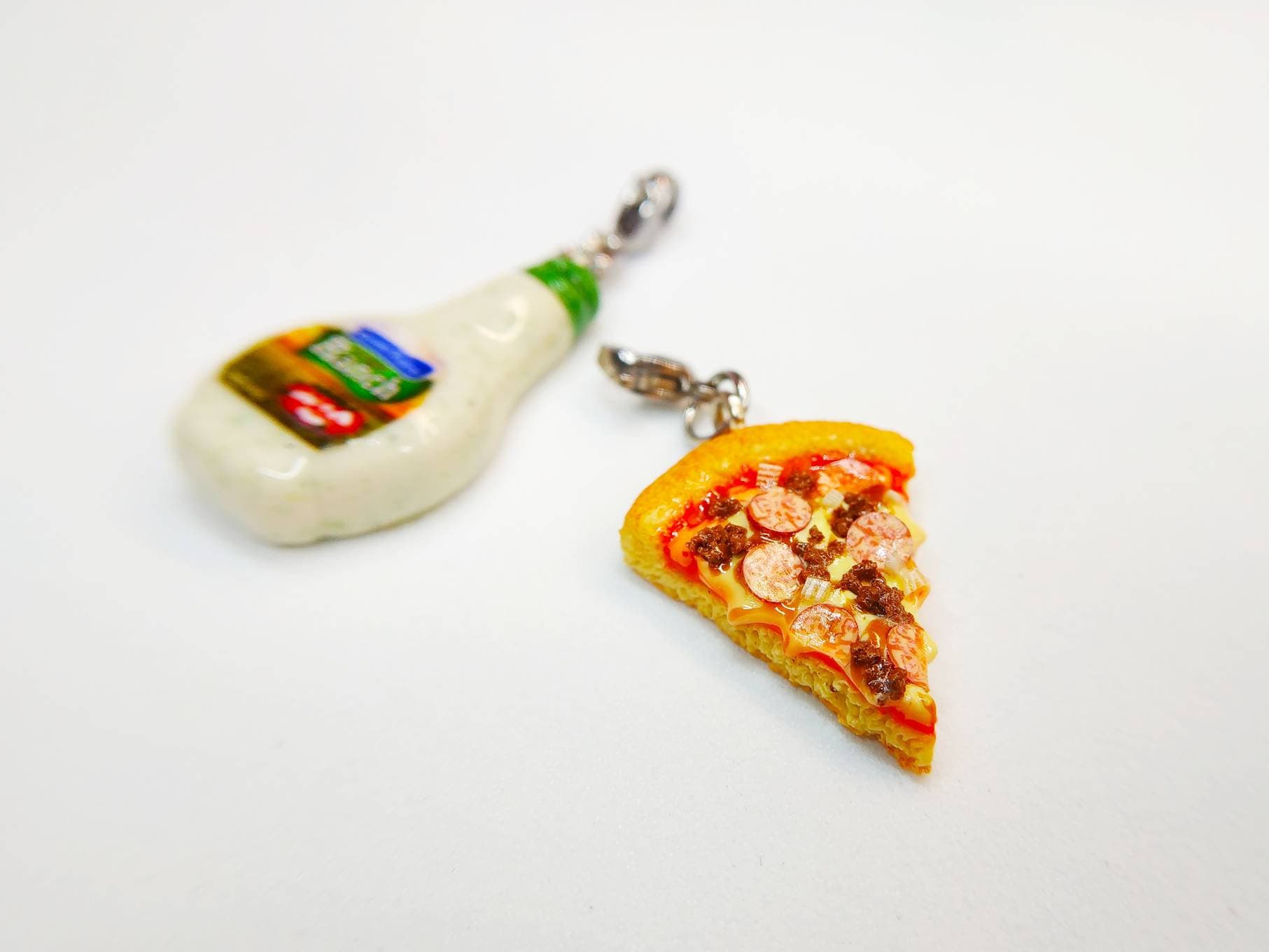 Pizza and Ranch Charm, Food Pendant, Pizza Jewelry, Food Charms, Food ...