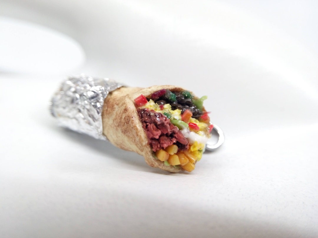 Loaded Burrito Charms, Miniature Food Jewelry, Kawaii Dollhouse Gift ...