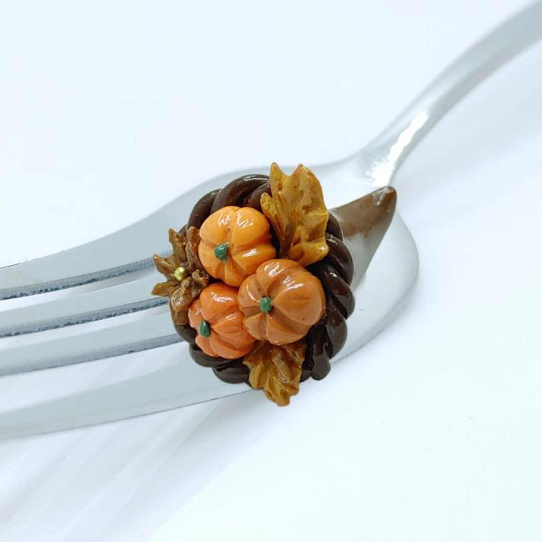 Fall Harvest Pumpkin Cornucopia, Handmade Miniature Food Clay Jewelry ...