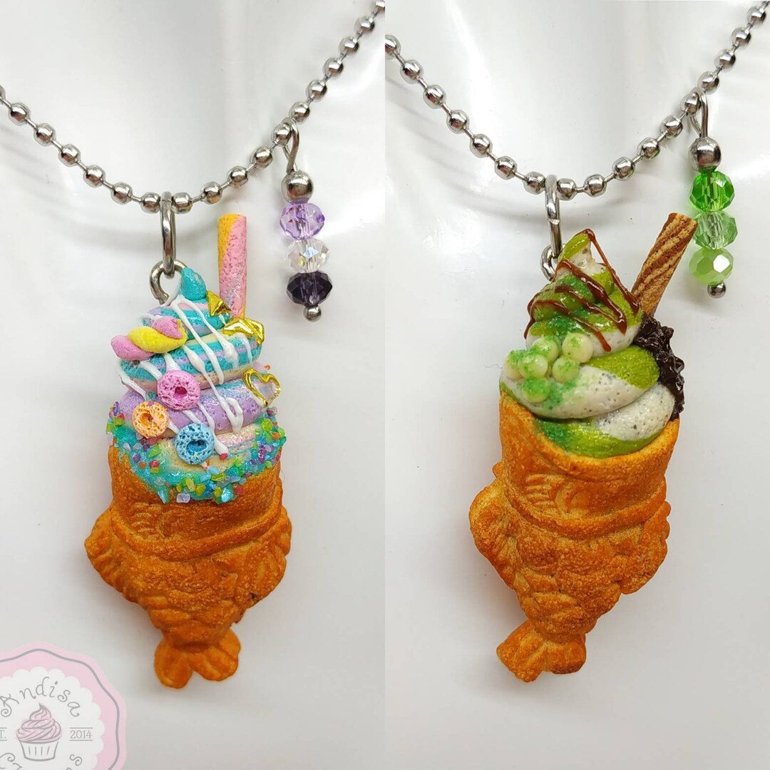 Taiyaki Ice Cream Charm Necklace, Miniature Food Jewelry - Etsy
