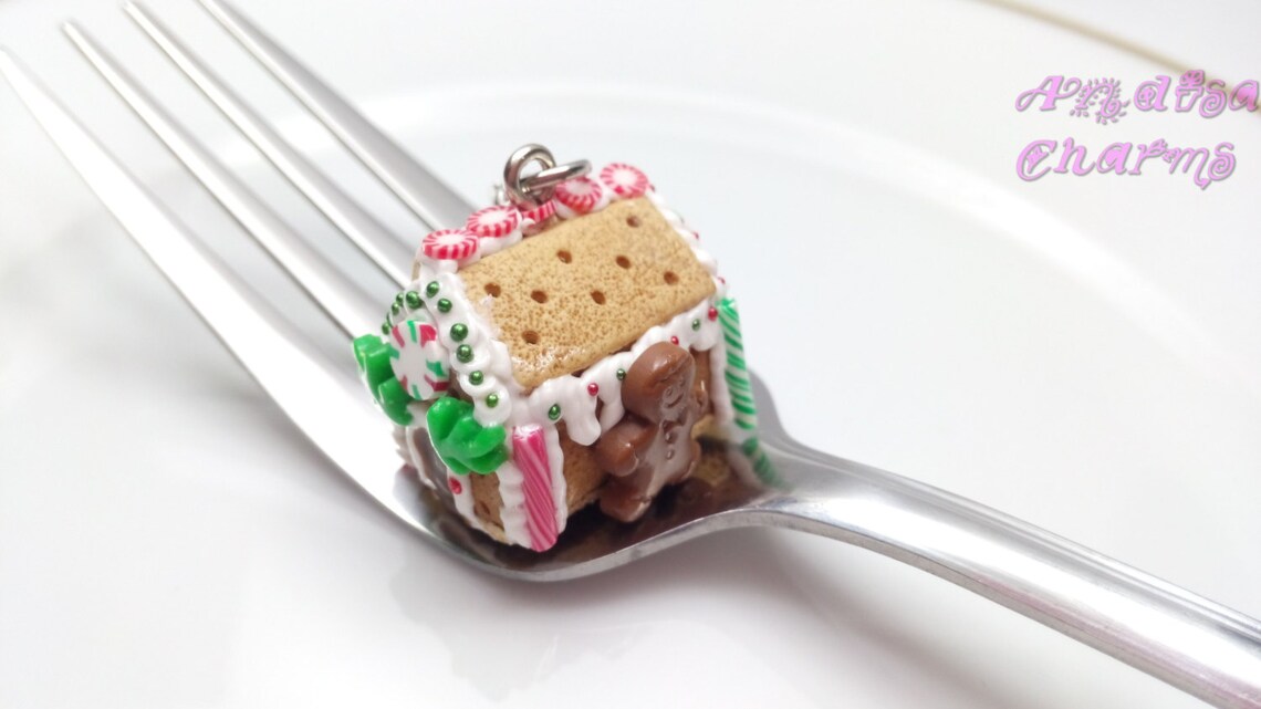 Gingerbread House Charm Gingerbread Peppermint Christmas | Etsy