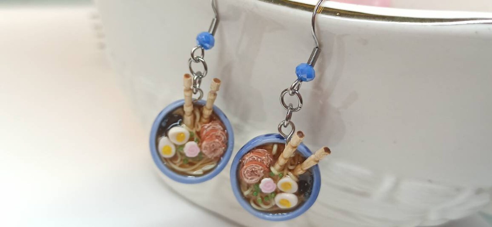 Ramen Bowl Charm, Pork Ramen Necklace, Miniature Food Jewelry, Polymer ...